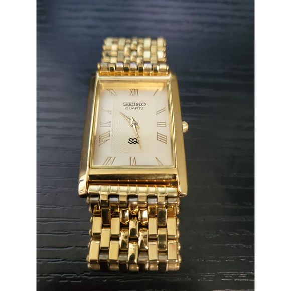 Seiko | Accessories | New Old Stock Rare Vintage Seiko Slim Tank Quartz Mens Gold Watch | Poshmark